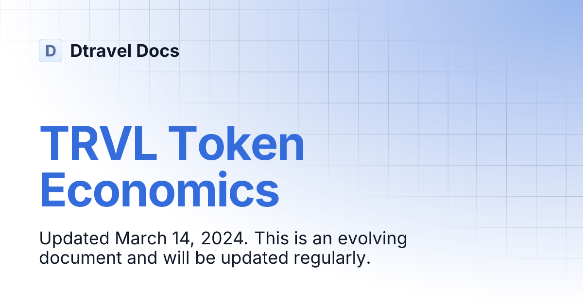 TRVL Token Economics | Dtravel Docs